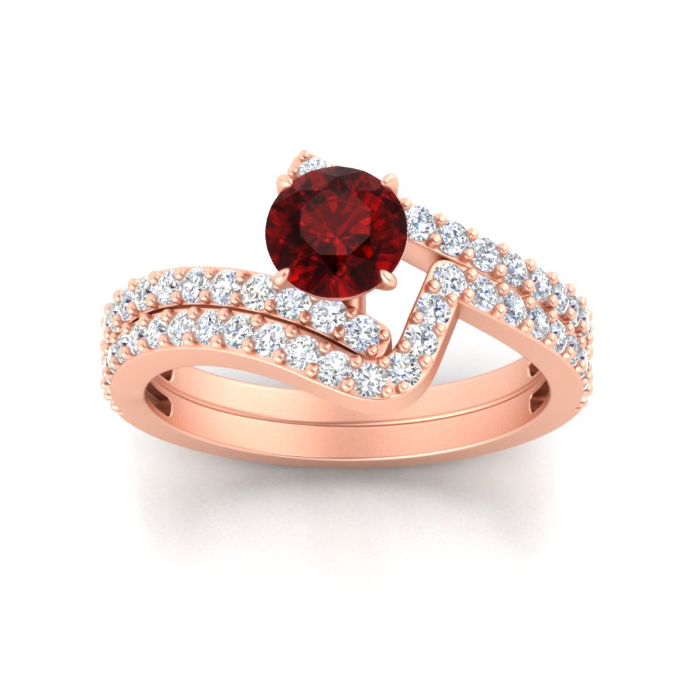 Beautiful Crossover Gemstone Wedding Set – Fascinating Diamonds