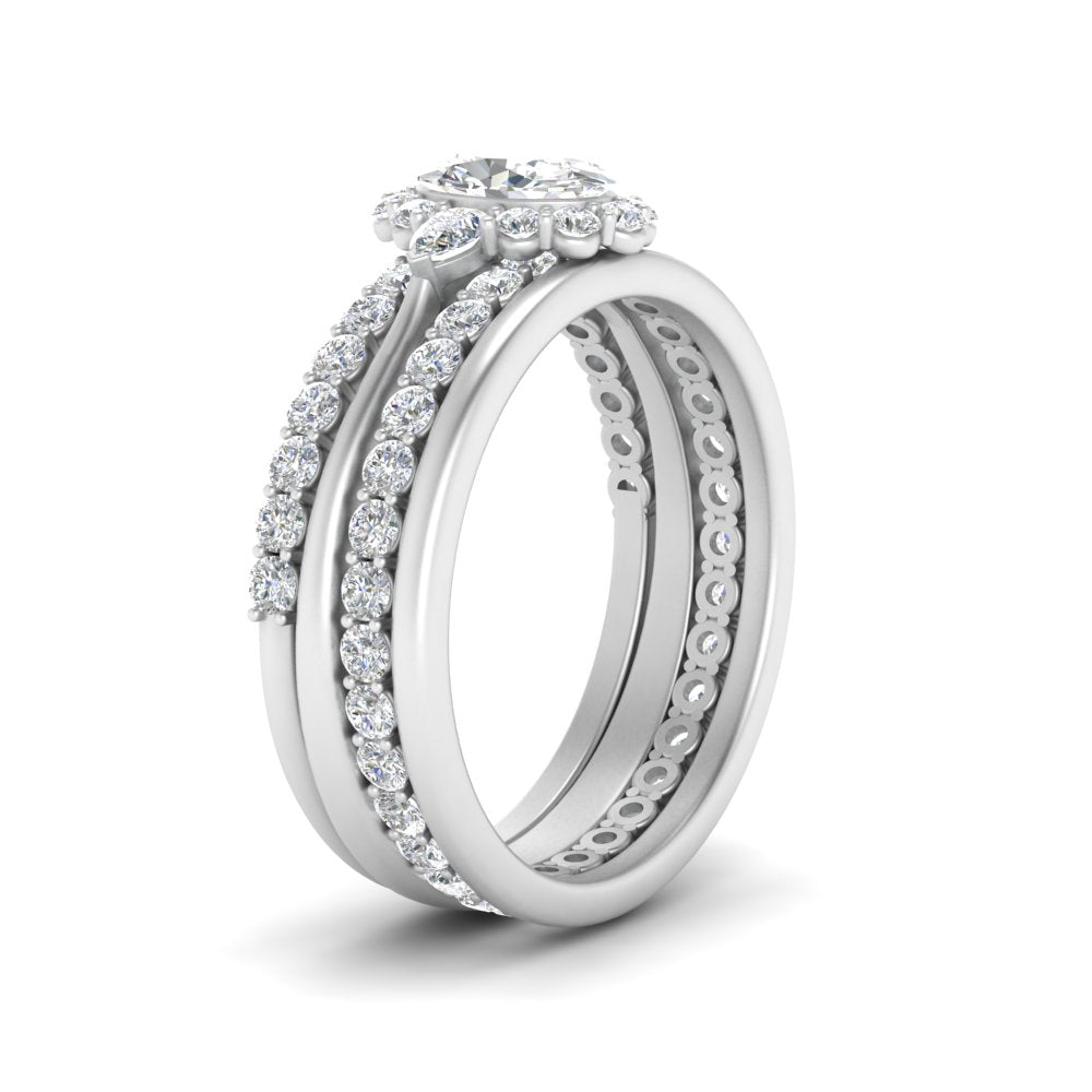 Oval Floral Halo Stacking Ring – Fascinating Diamonds