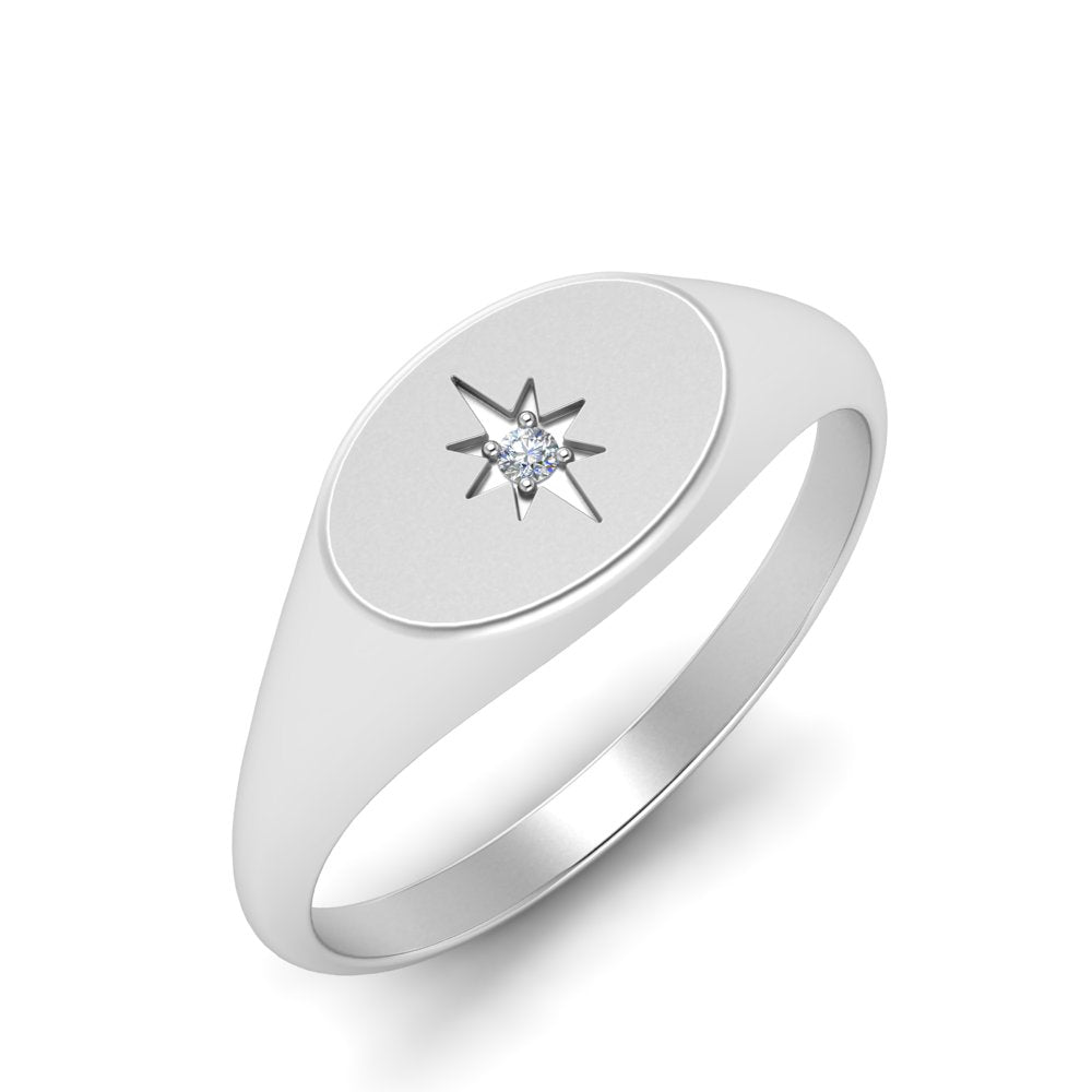 Oval Starburst Signet Ring – Fascinating Diamonds