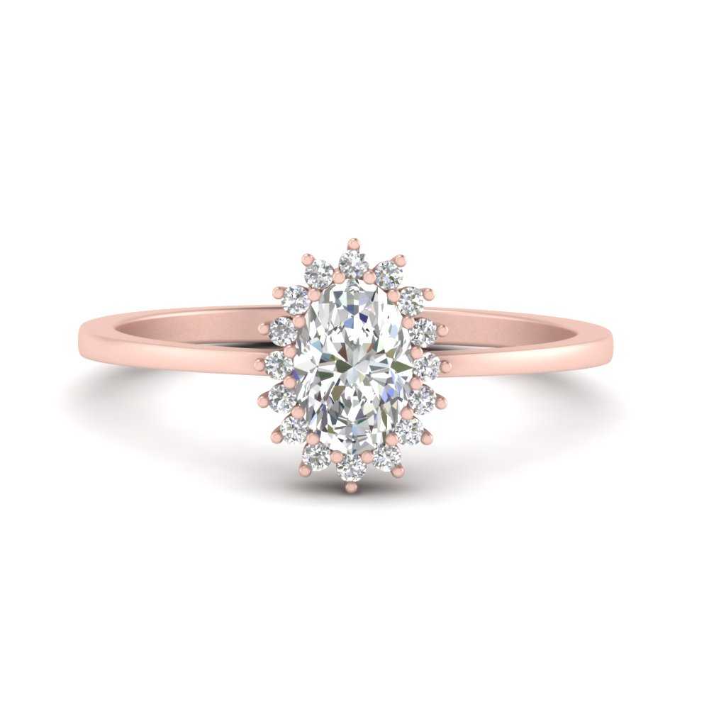 Oval Sunflower Halo Engagement Ring – Fascinating Diamonds