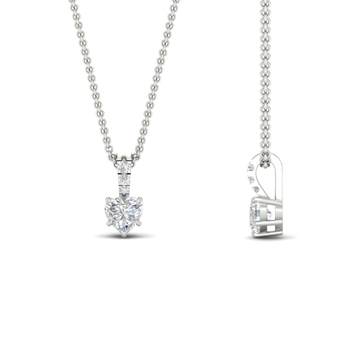 Pavé Diamond Classic Heart Shaped Bail Pendant – Fascinating Diamonds