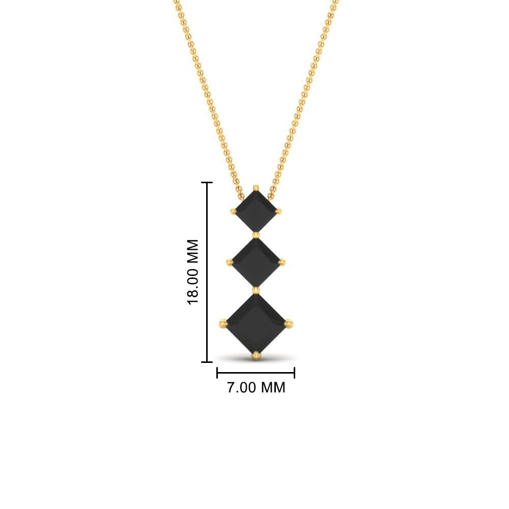 Three Stone Princess Cut Pendant – Fascinating Diamonds