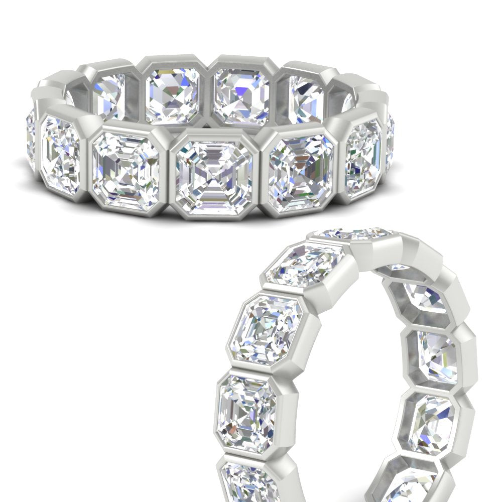 10 Carat Bezel Set Asscher Cut Eternity Band – Fascinating Diamonds
