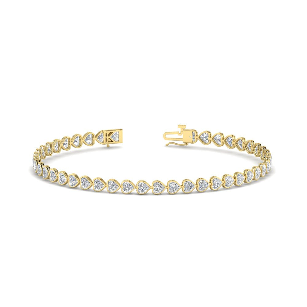 4.40 Ct. Heart Shaped Diamond Bezel Tennis Bracelet – Fascinating Diamonds