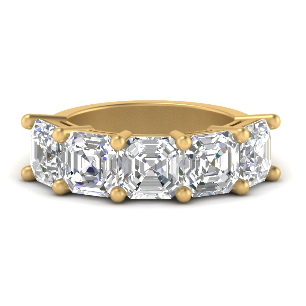 5 Ct. Asscher Cut Five Stone Diamond Ring – Fascinating Diamonds