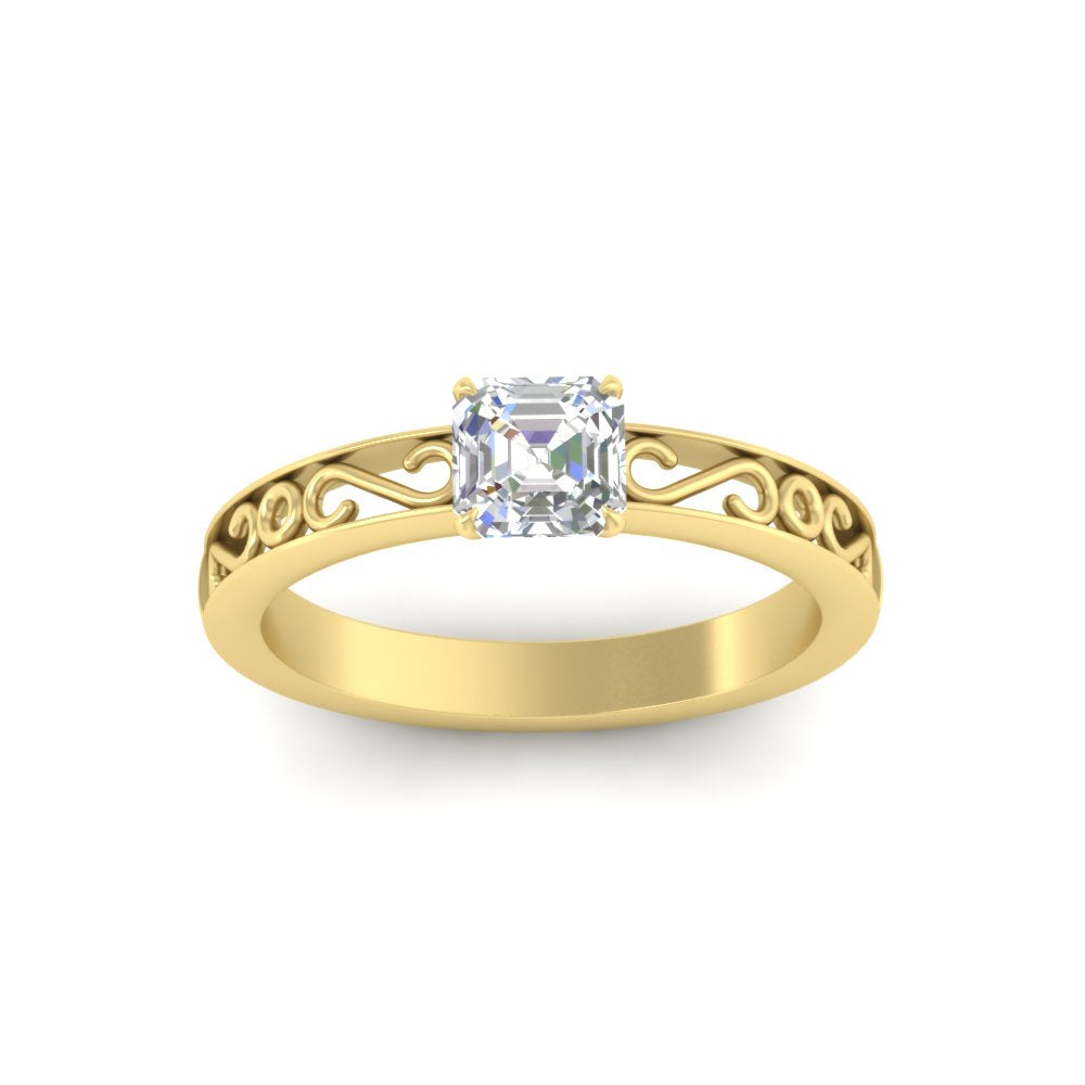 Filigree Single Stone Solitaire Ring – Fascinating Diamonds