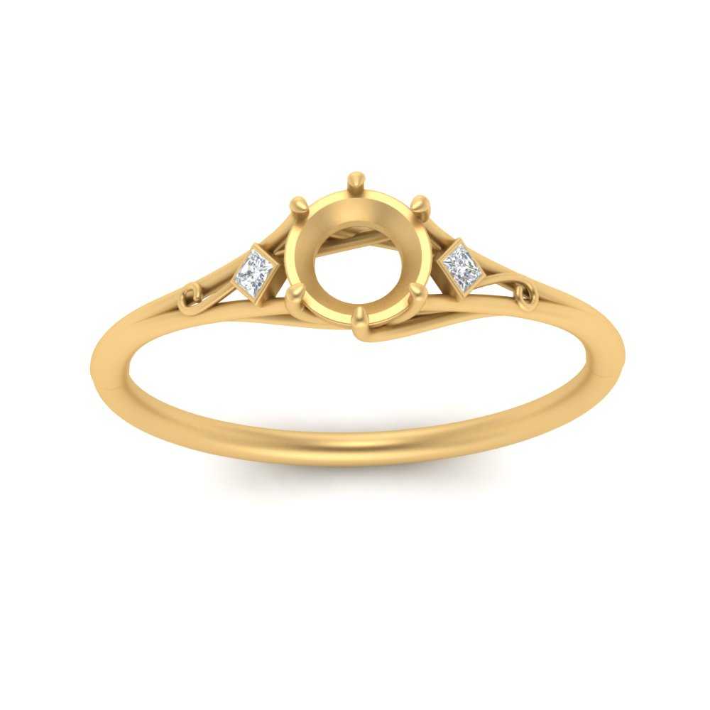 Bezel Three Stone Semi Mount Engagement Ring – Fascinating Diamonds