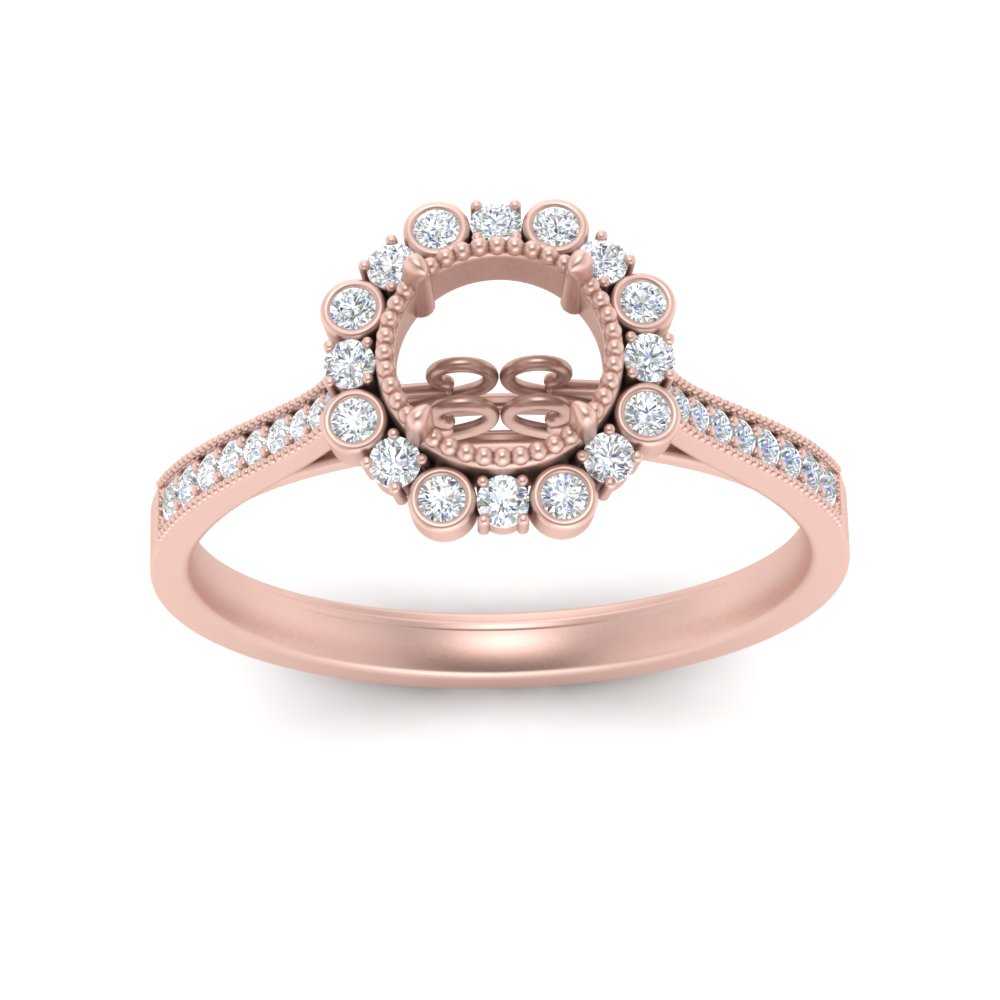 Bezel Halo Semi Mount Engagement Ring – Fascinating Diamonds