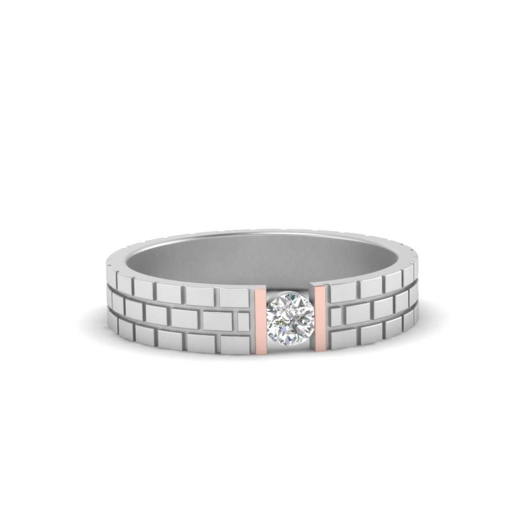 Brick Round Stone Mens Wedding Ring – Fascinating Diamonds