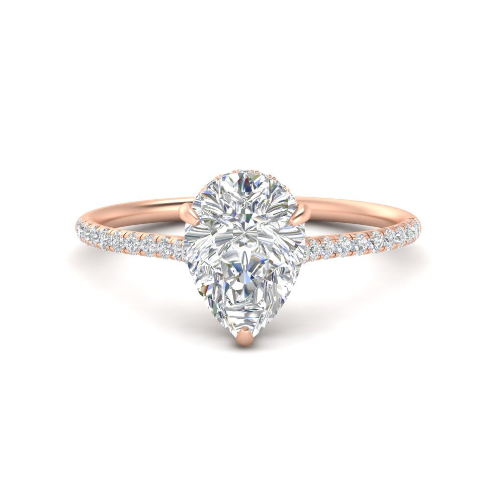 Pear Shaped Cathedral Halo Diamond Engagement Ring – Fascinating Diamonds
