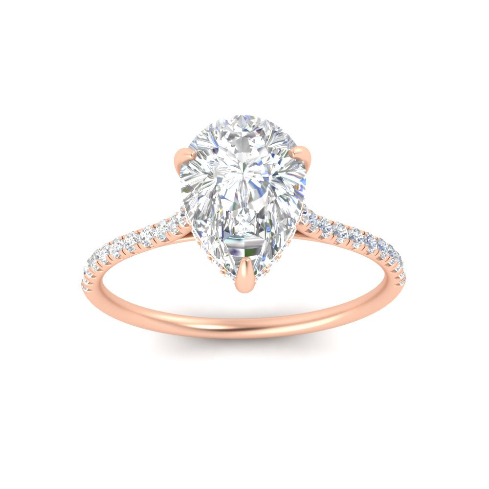 Pear Shaped Cathedral Halo Diamond Engagement Ring – Fascinating Diamonds