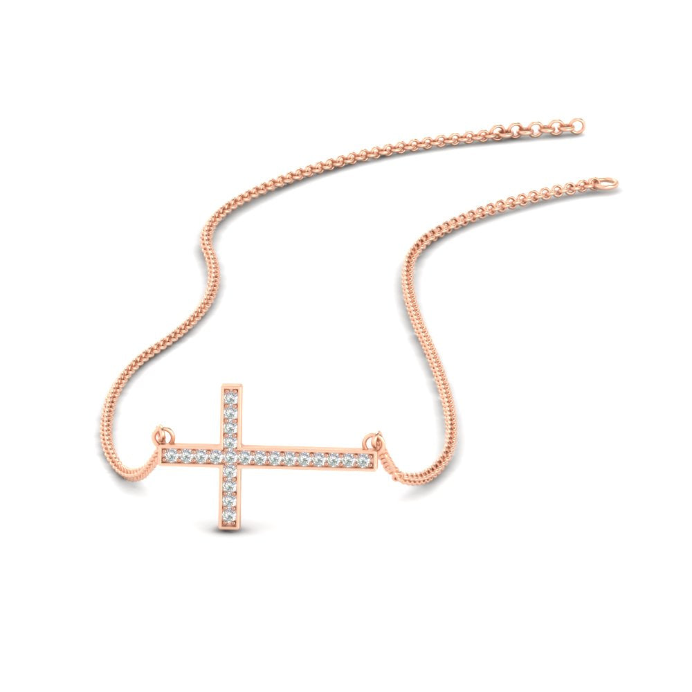 Classic Sideways Cross Diamond Necklace – Fascinating Diamonds