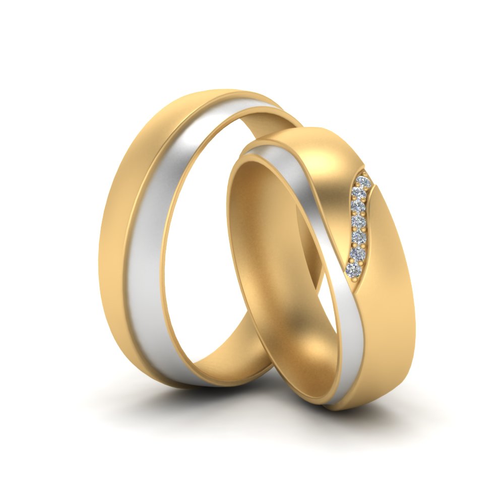 Shop Couples 2 Tone Matching Wedding Bands Online – Fascinating Diamonds
