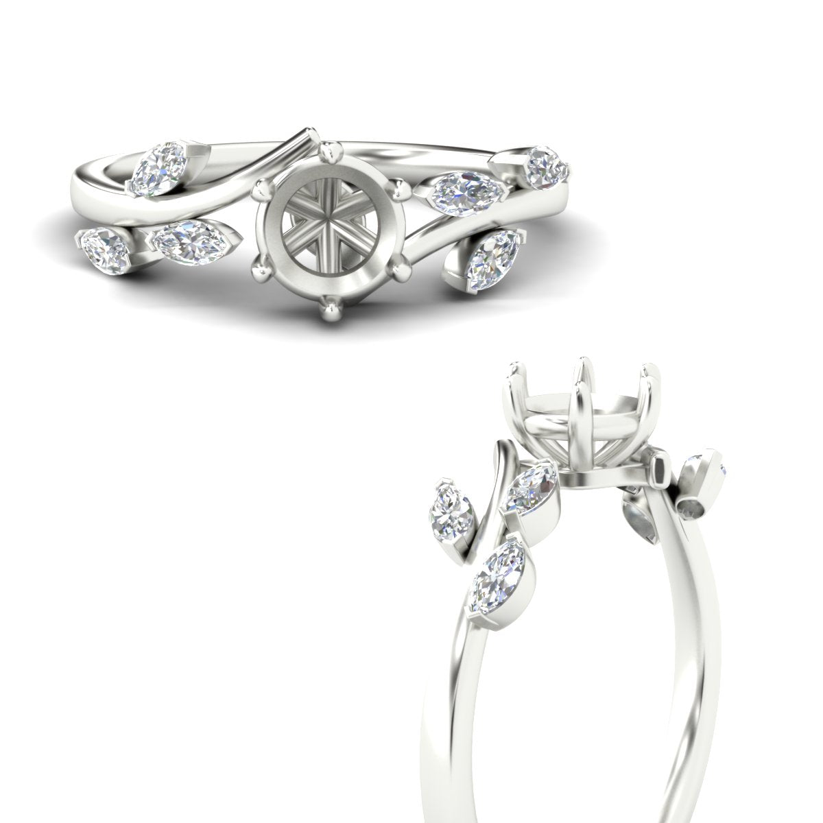 Delicate Vine Semi Mount Engagement Ring – Fascinating Diamonds