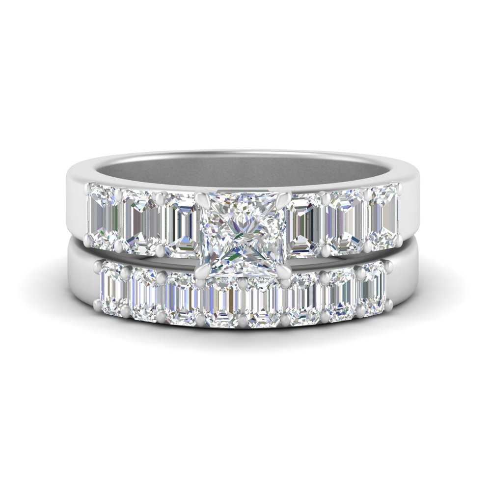 Princess Cut Diamond Accent Wedding Set – Fascinating Diamonds