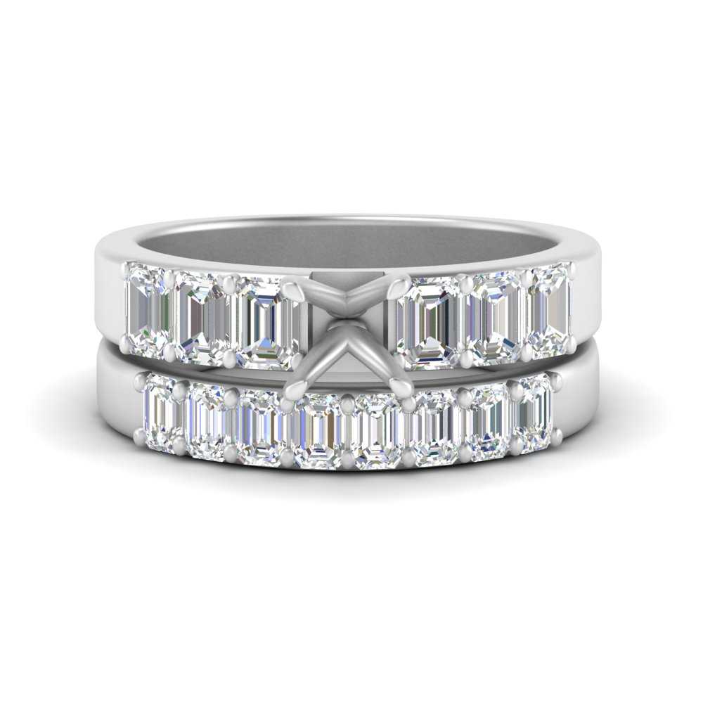 Emerald Diamond Accent Semi Mount Set – Fascinating Diamonds