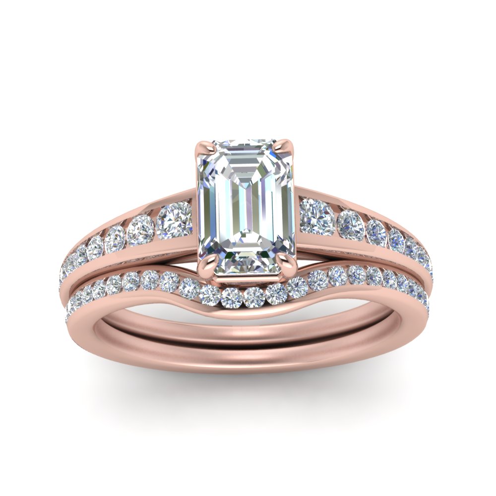 Emerald Diamond Graduated Channel Wedding Set – Fascinating Diamonds