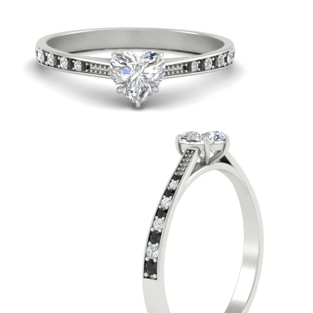 Pave Band Heart Shaped Engagement Ring – Fascinating Diamonds