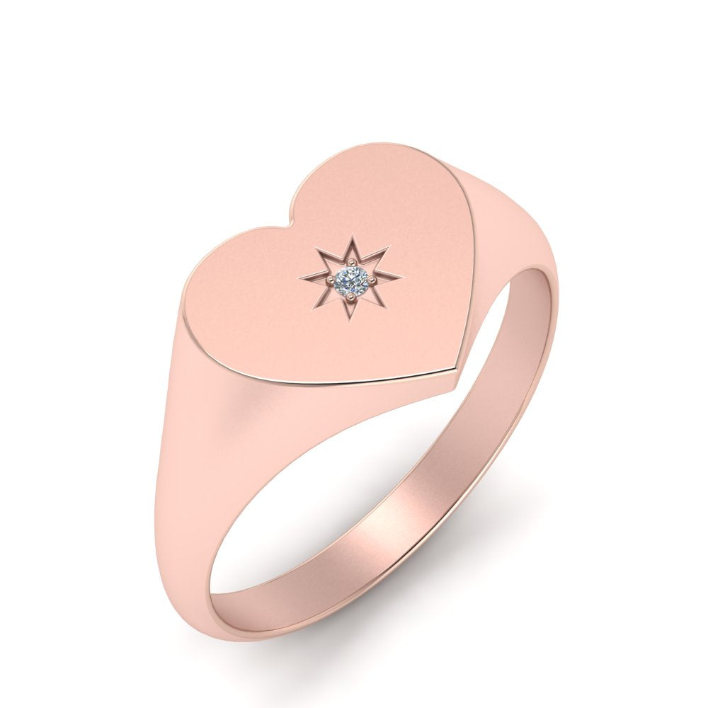 Heart Starburst Signet Promise Ring – Fascinating Diamonds