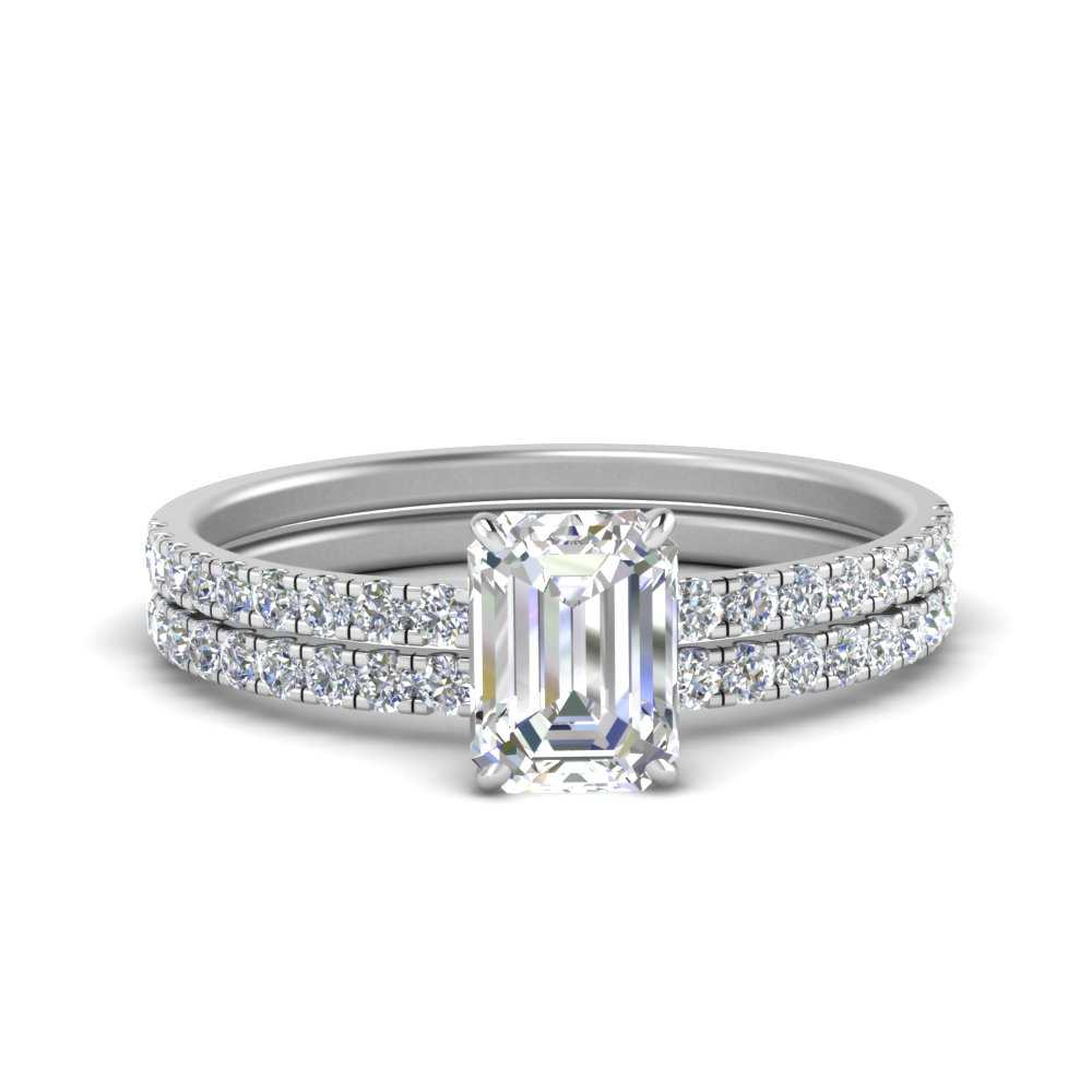 Emerald Diamond Hidden Halo Half Way Bridal Set – Fascinating Diamonds