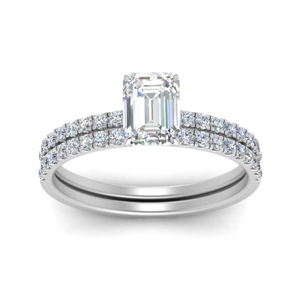 Emerald Diamond Hidden Halo Half Way Bridal Set – Fascinating Diamonds
