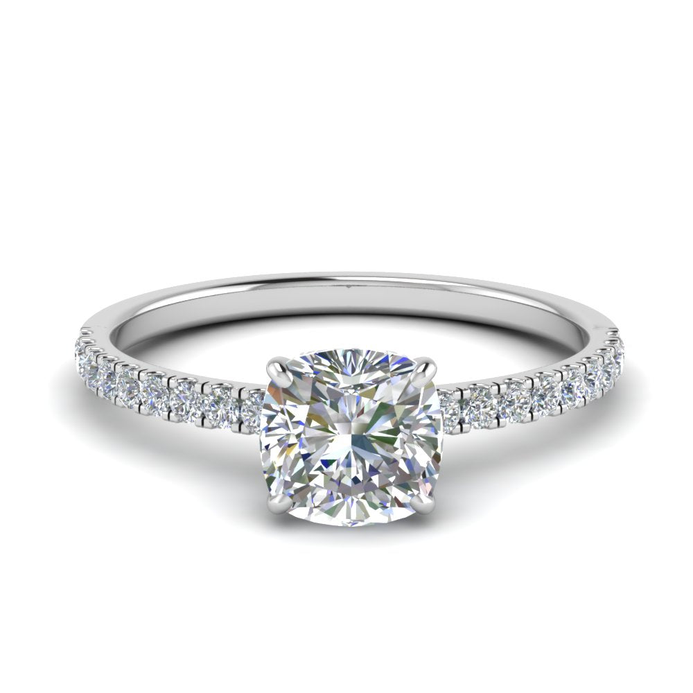 Cushion Diamond Half Coverage Hidden Halo Ring – Fascinating Diamonds