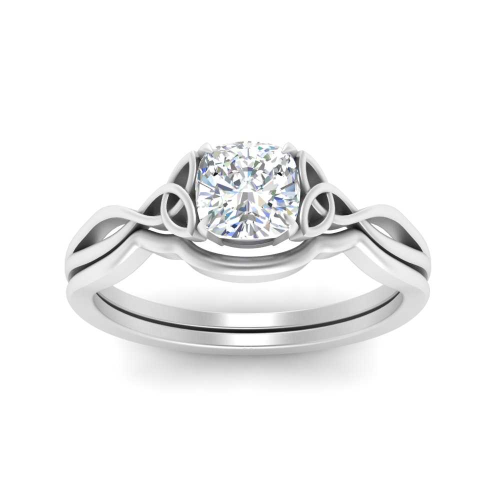 Cushion Cut Infinity Celtic Solitaire Wedding Set – Fascinating Diamonds