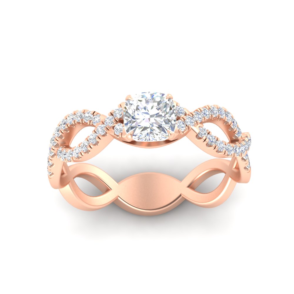 Cushion Cut Lab Diamond Infinity Twist Luxe Engagement Ring ...