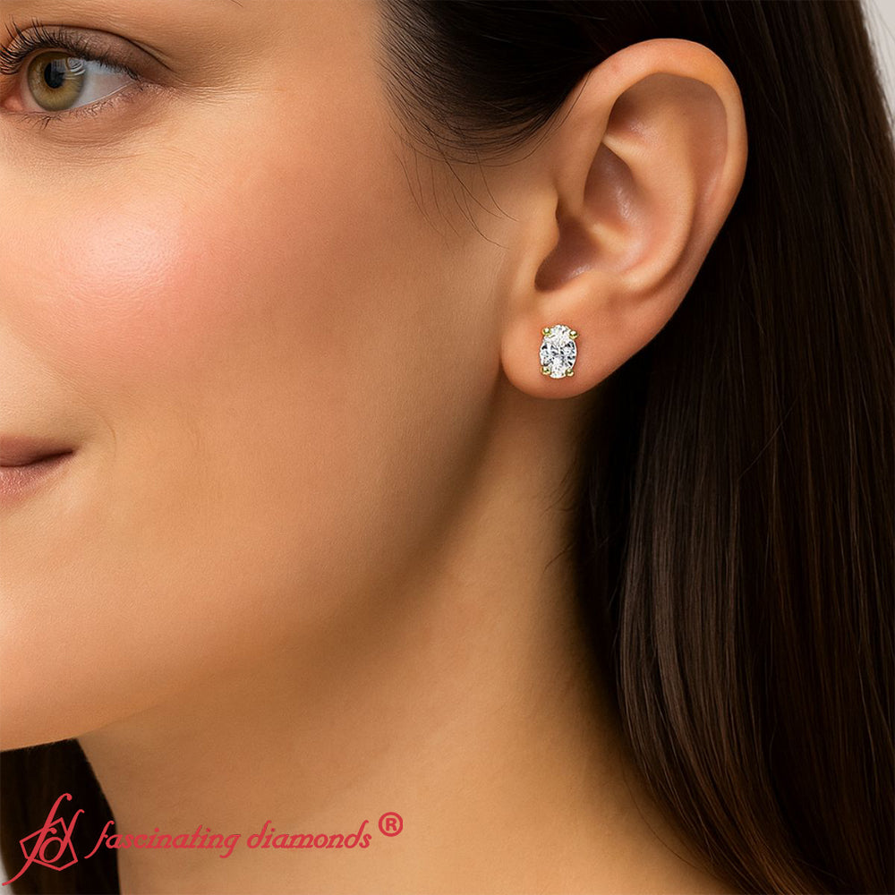 Stud Earring Basket Oval Shaped – Fascinating Diamonds