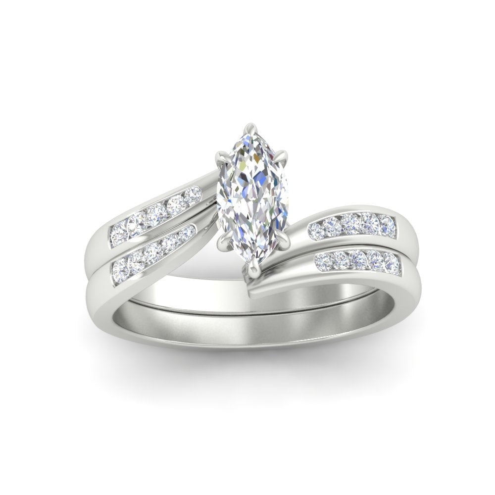 Marquise Cut Swirl Channel Bridal Wedding Set – Fascinating Diamonds