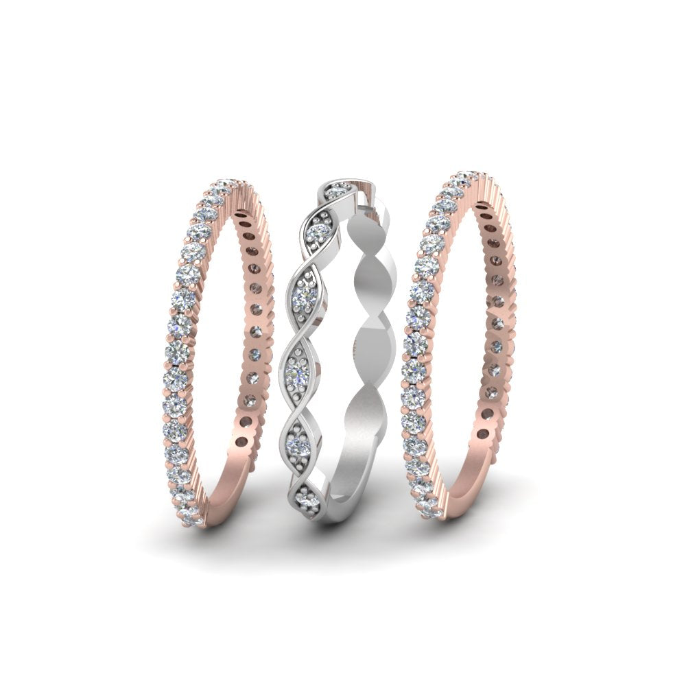Multi Stack 2 Tone Wedding Band – Fascinating Diamonds