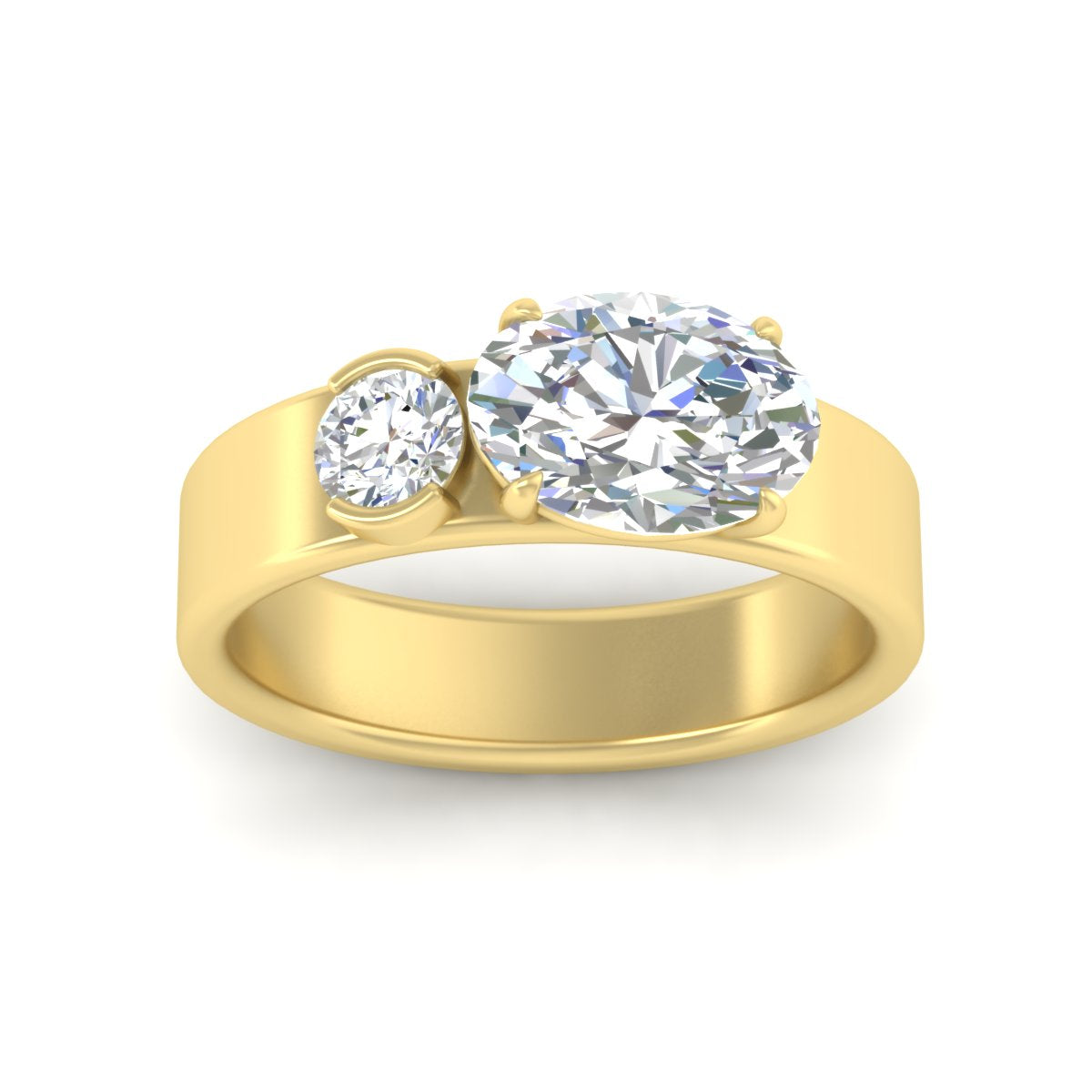 Offbeat 2 Stone Oval And Round Band Ring – Fascinating Diamonds