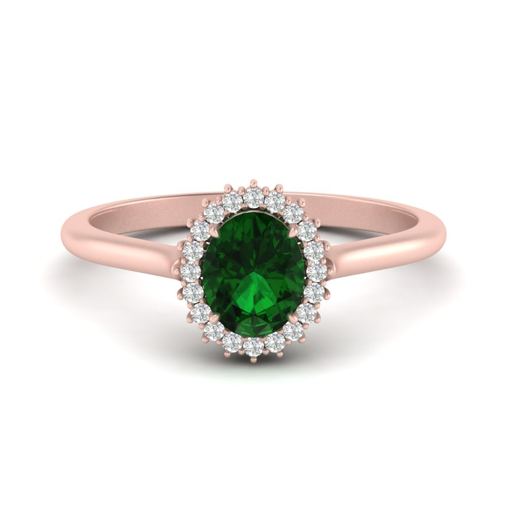 Oval Gemstone Halo Cathedral Ring – Fascinating Diamonds