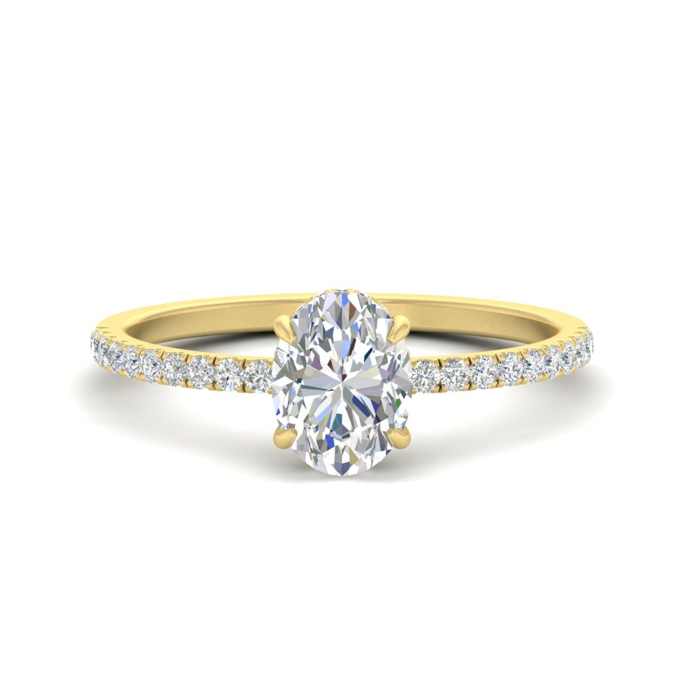 Oval Shaped Pave Underhalo engagement ring – Fascinating Diamonds