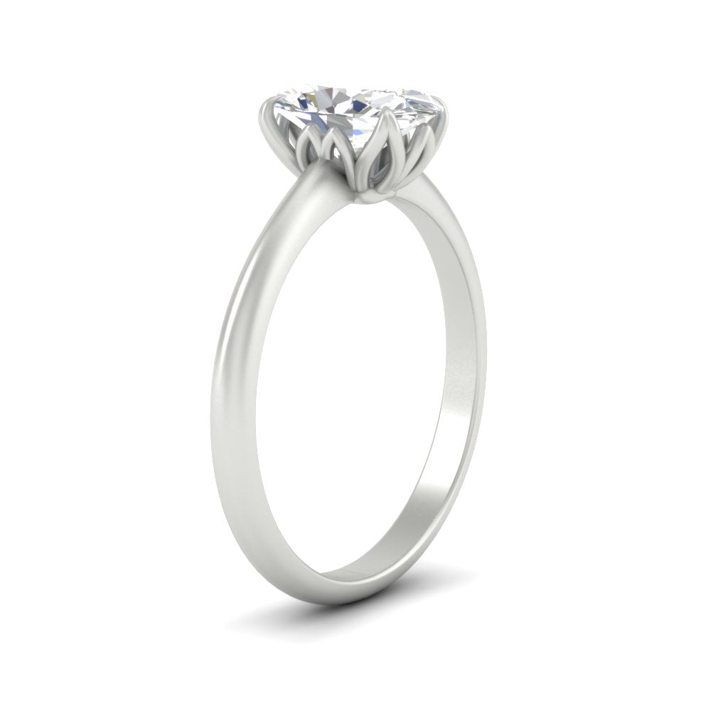 Floral Head Oval Solitaire Ring – Fascinating Diamonds