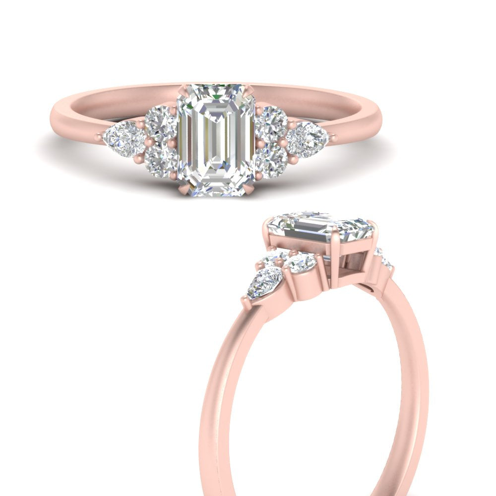 Pear Accented Simple Emerald Cut Engagement Ring – Fascinating Diamonds
