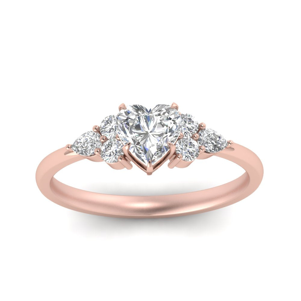 Pear Accented Simple Heart Cut Engagement Ring – Fascinating Diamonds