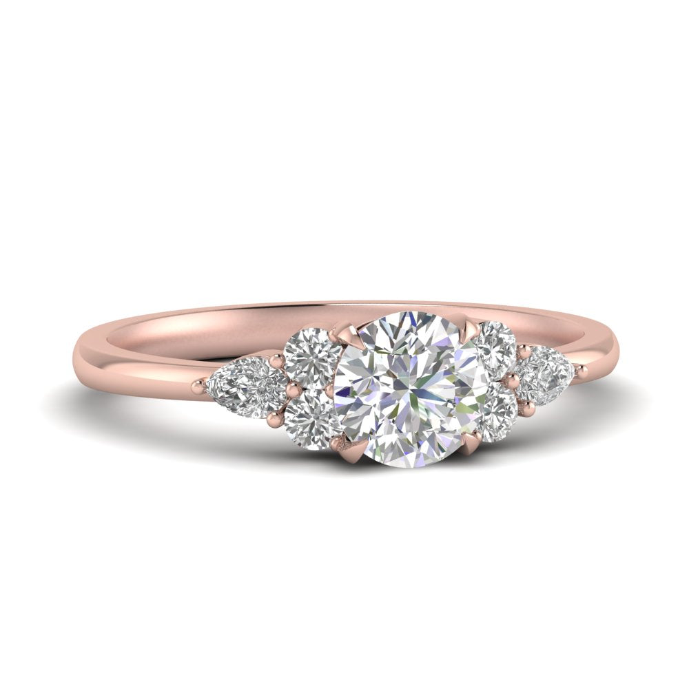 Pear Accented Simple Round Cut Engagement Ring – Fascinating Diamonds