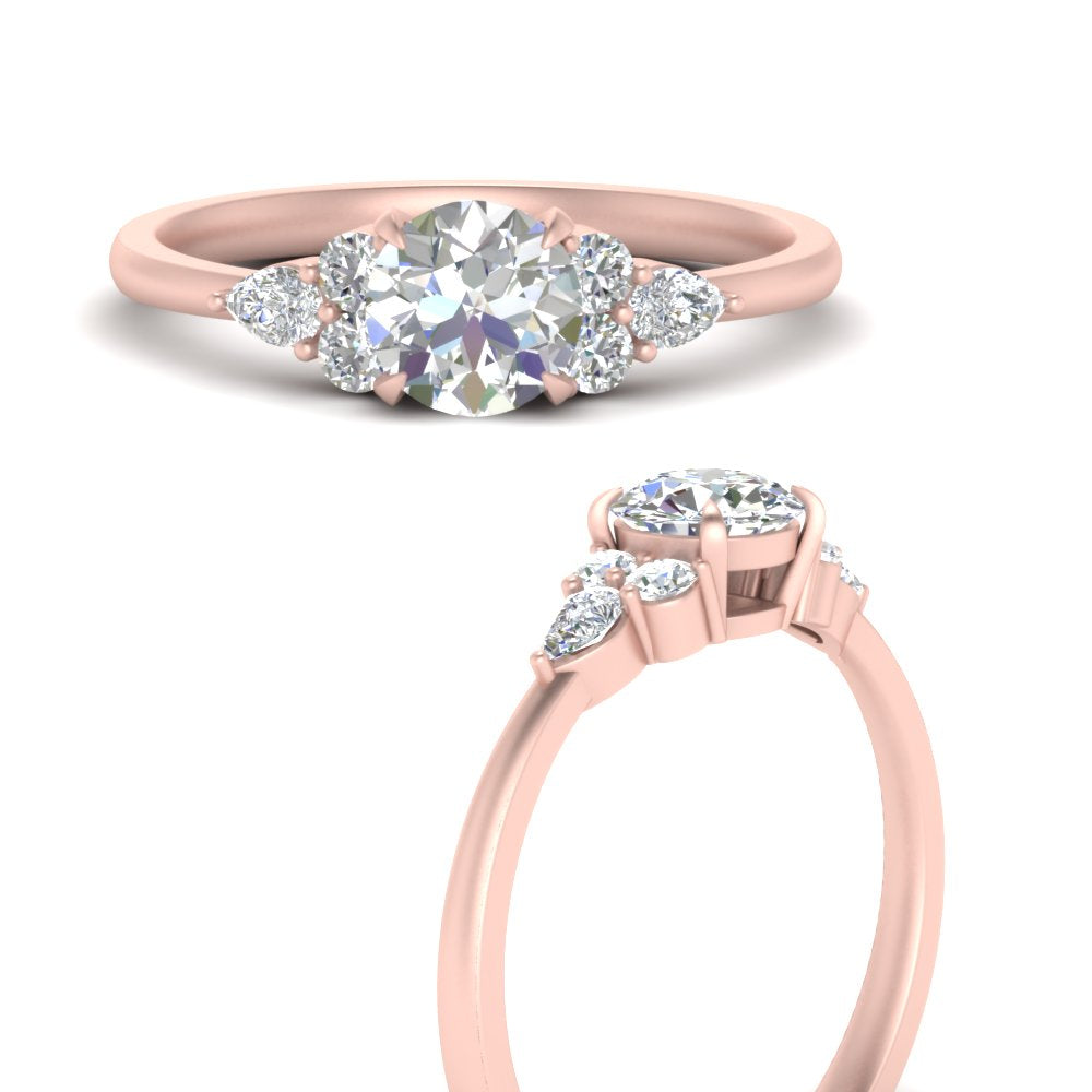 Pear Accented Simple Round Cut Engagement Ring – Fascinating Diamonds
