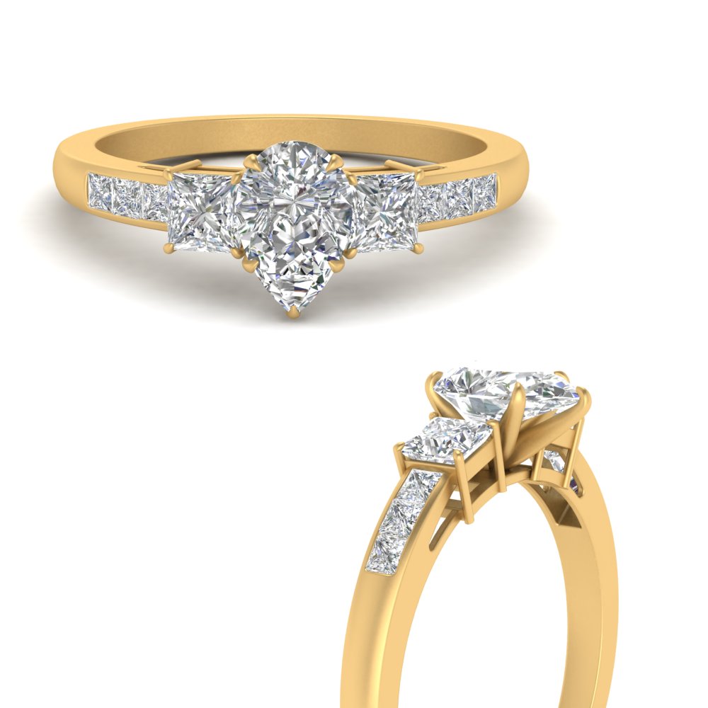 Pear Shaped Channel Three Stone Classic Diamond Ring – Fascinating Diamonds
