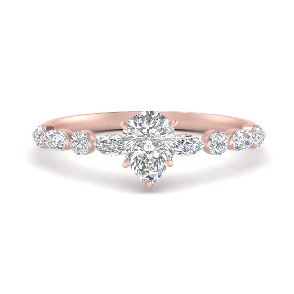 Pear Shaped Floating Marquise Accent Diamond Ring – Fascinating Diamonds