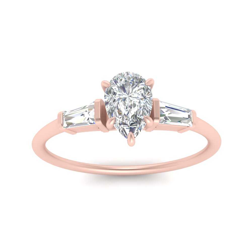 Pear Shaped Lab Made Baguette Side Stone Engagement Ring – Fascinating ...
