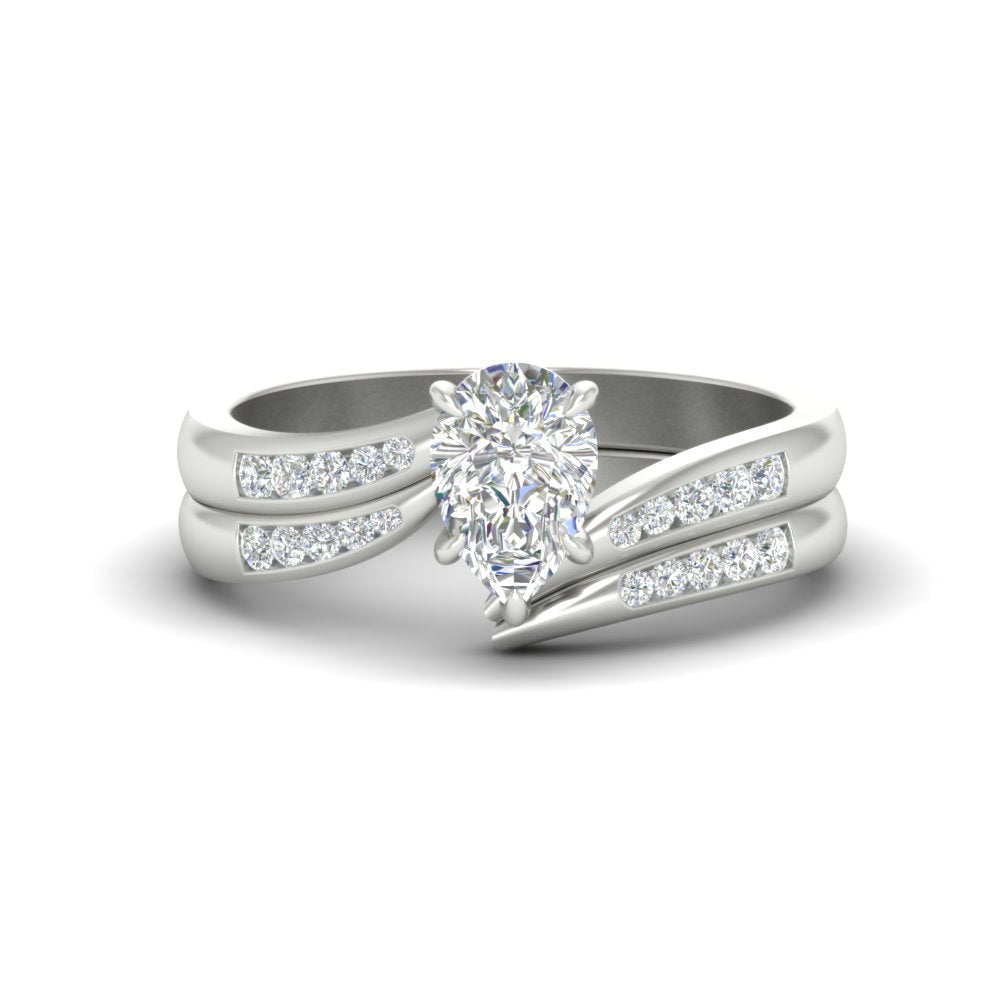 Pear Shaped Swirl Channel Bridal Wedding Set – Fascinating Diamonds