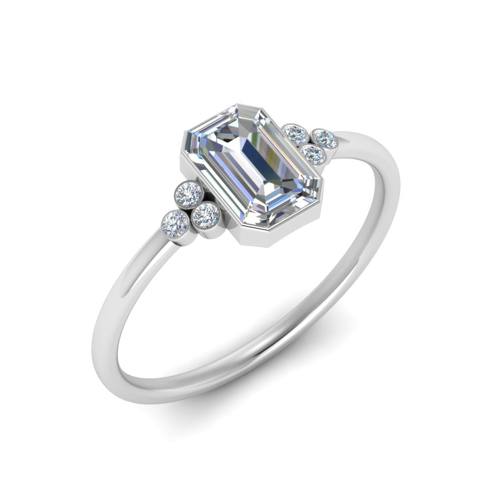 Petite Emerald Bezel Simple Engagement Ring – Fascinating Diamonds
