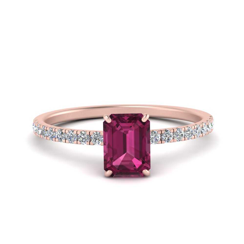 Emerald Cut Gemstone Hidden Halo Ring – Fascinating Diamonds