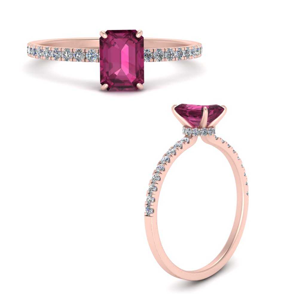 Emerald Cut Gemstone Hidden Halo Ring – Fascinating Diamonds