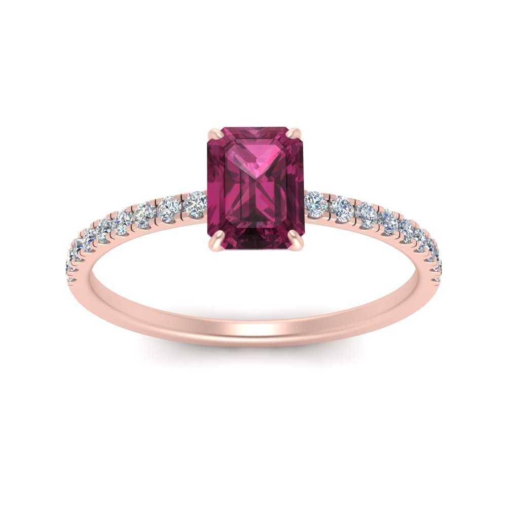 Emerald Cut Gemstone Hidden Halo Ring – Fascinating Diamonds