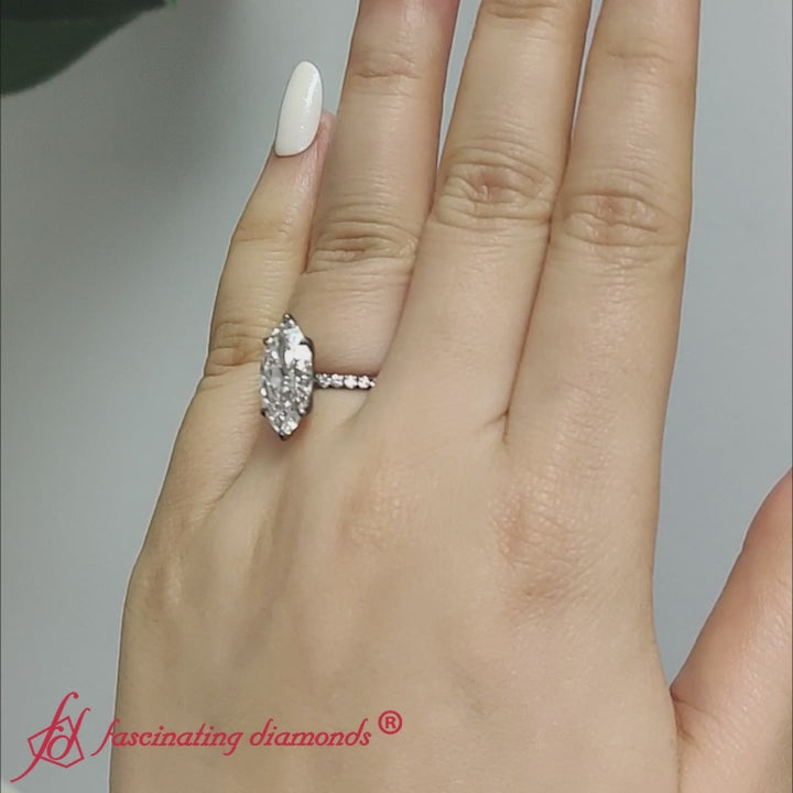 Marquise Cut Lab Grown French Pave Engagement Ring – Fascinating Diamonds