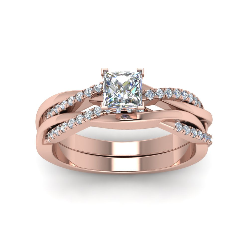 Infinity Twist Princess Cut Diamond Wedding Set – Fascinating Diamonds