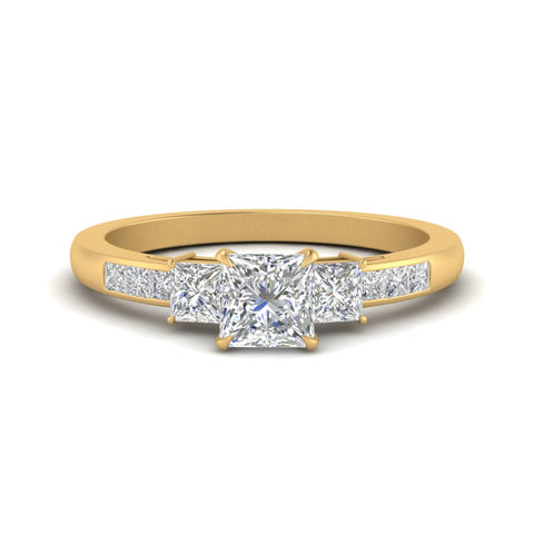Princess Cut Channel Three Stone Classic Diamond Ring – Fascinating ...